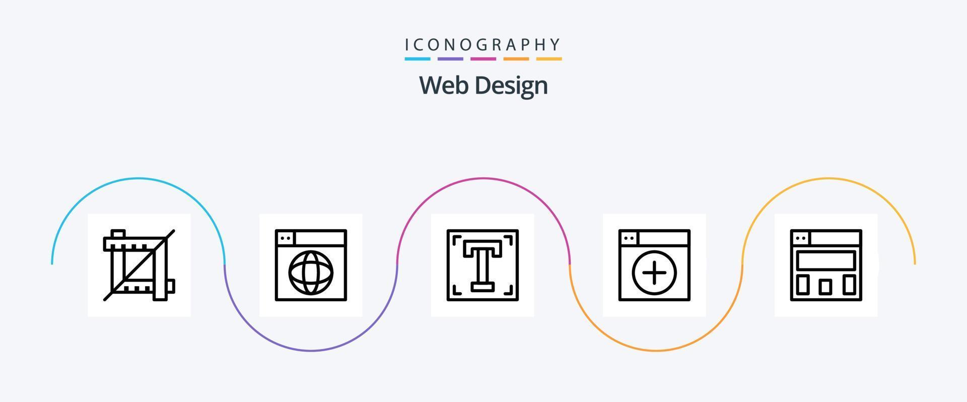 Web Design Line 5 Icon Pack Including app. new. designer. window. text 19699592 Vector Art at ...