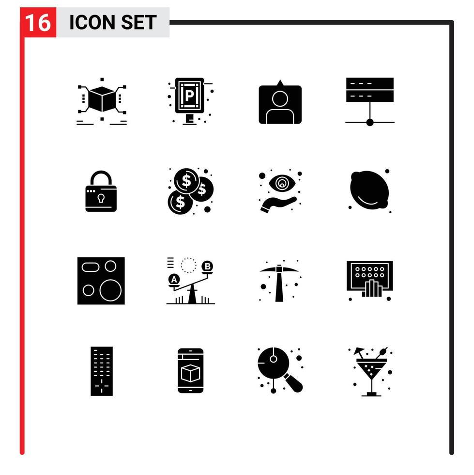 16 Creative Icons Modern Signs And Symbols Of Computing Signal Contac Server Data Editable