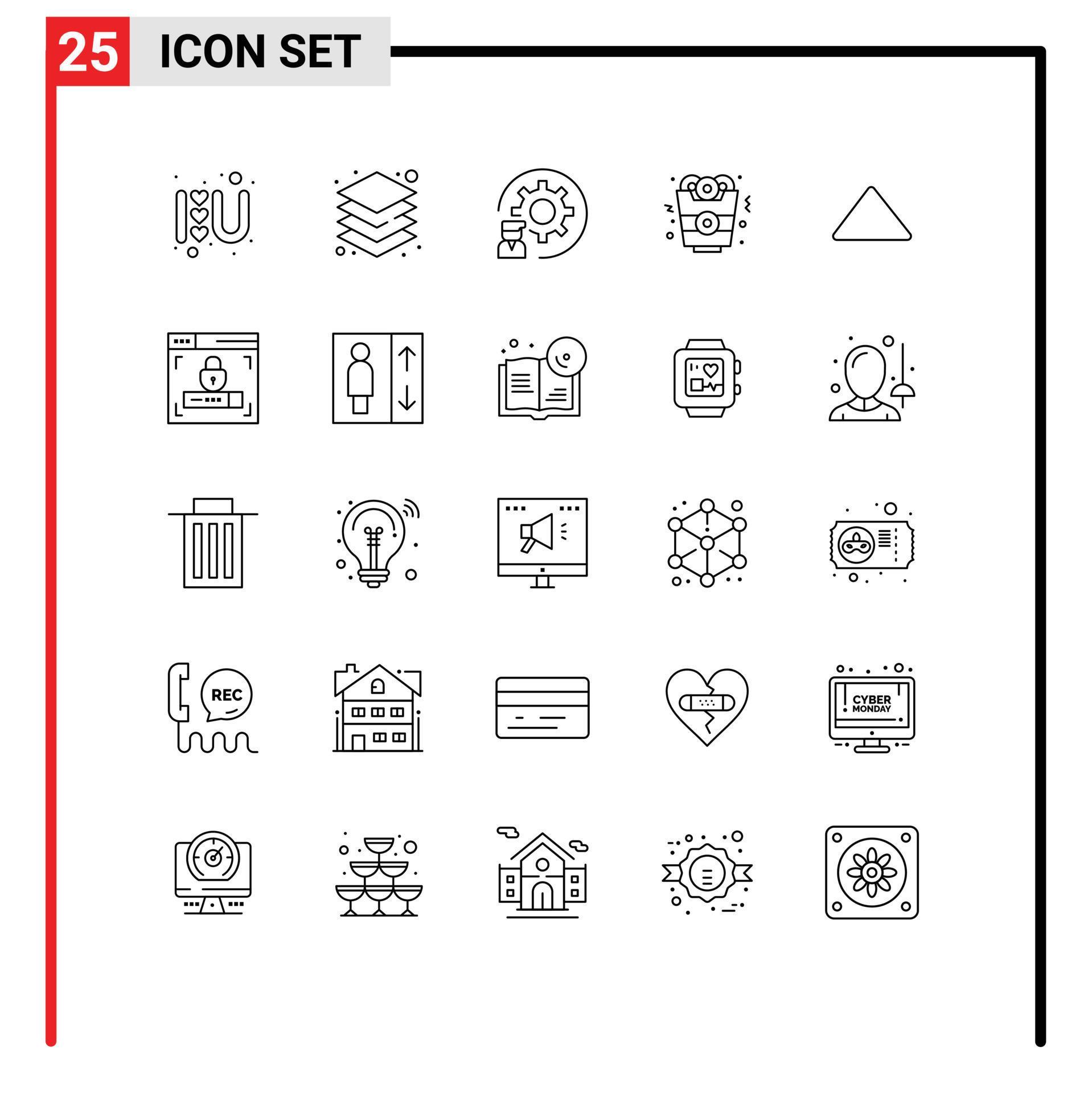 Stock Vector Icon Pack of 25 Line Signs and Symbols for up food coding ...