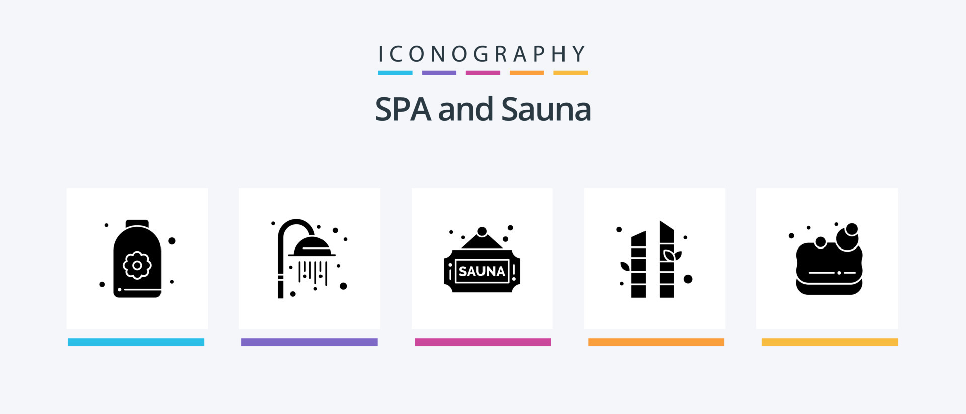 Sauna Glyph 5 Icon Pack Including Sauna Sauna Soap Tree Creative