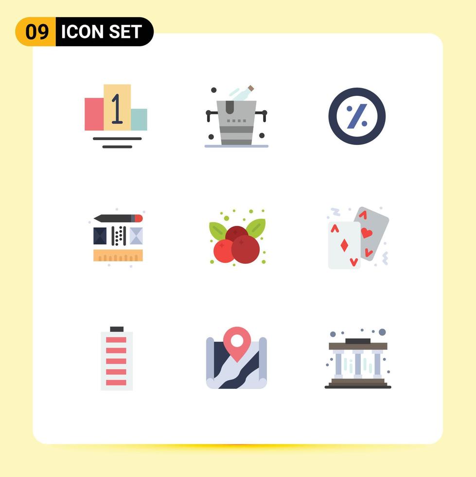 Conjunto De 9 9 Vector Plano Colores En Cuadrícula Para Juego Cerezas