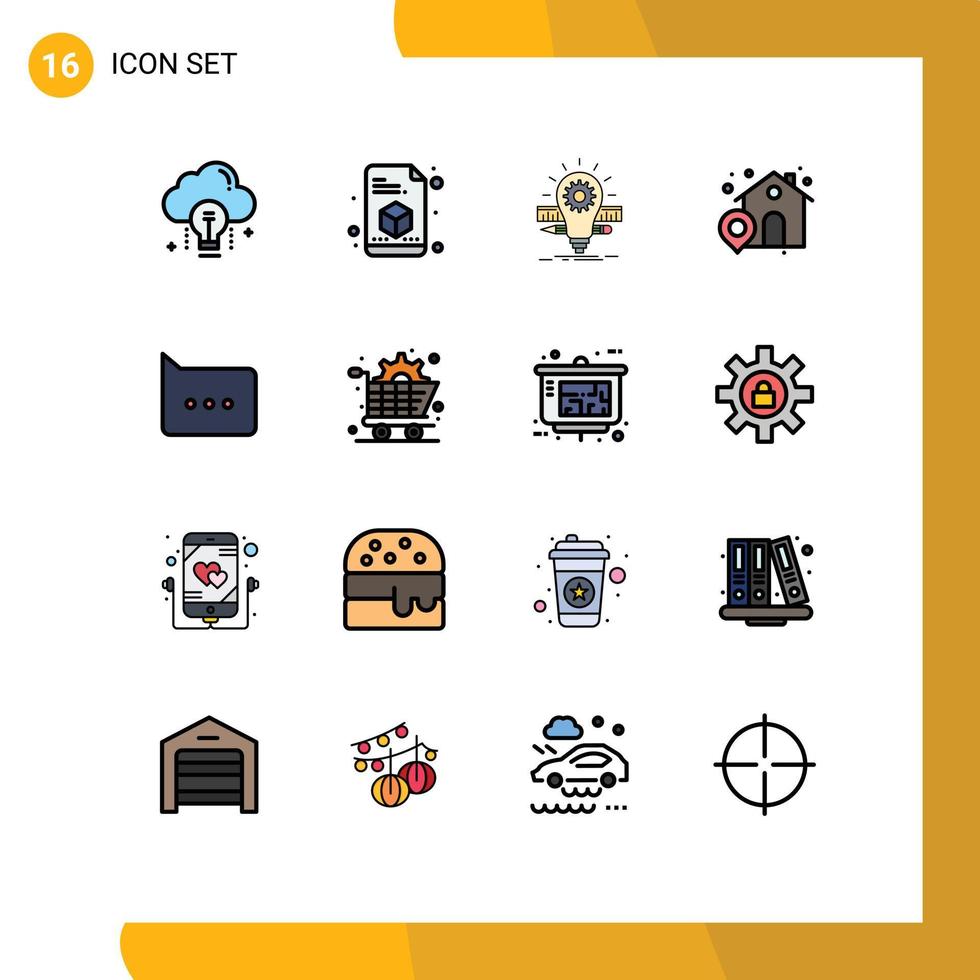 Set Of 16 Vector Flat Color Filled Lines On Grid For Chat Location