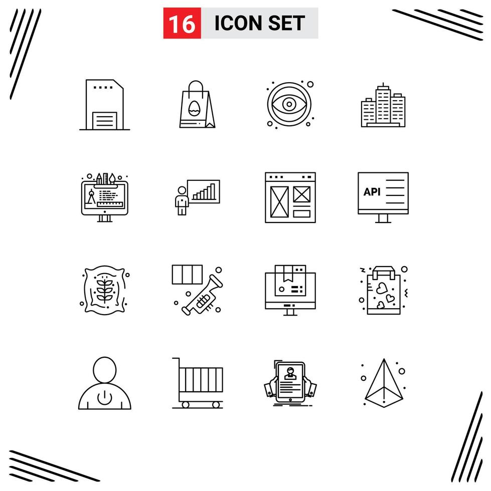 16 Universal Outlines Set For Web And Mobile Applications Office