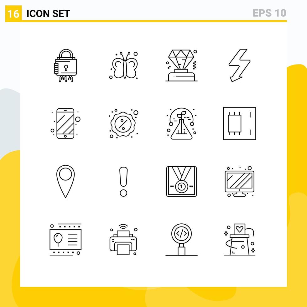 16 Universal Outlines Set For Web And Mobile Applications Phone Cell