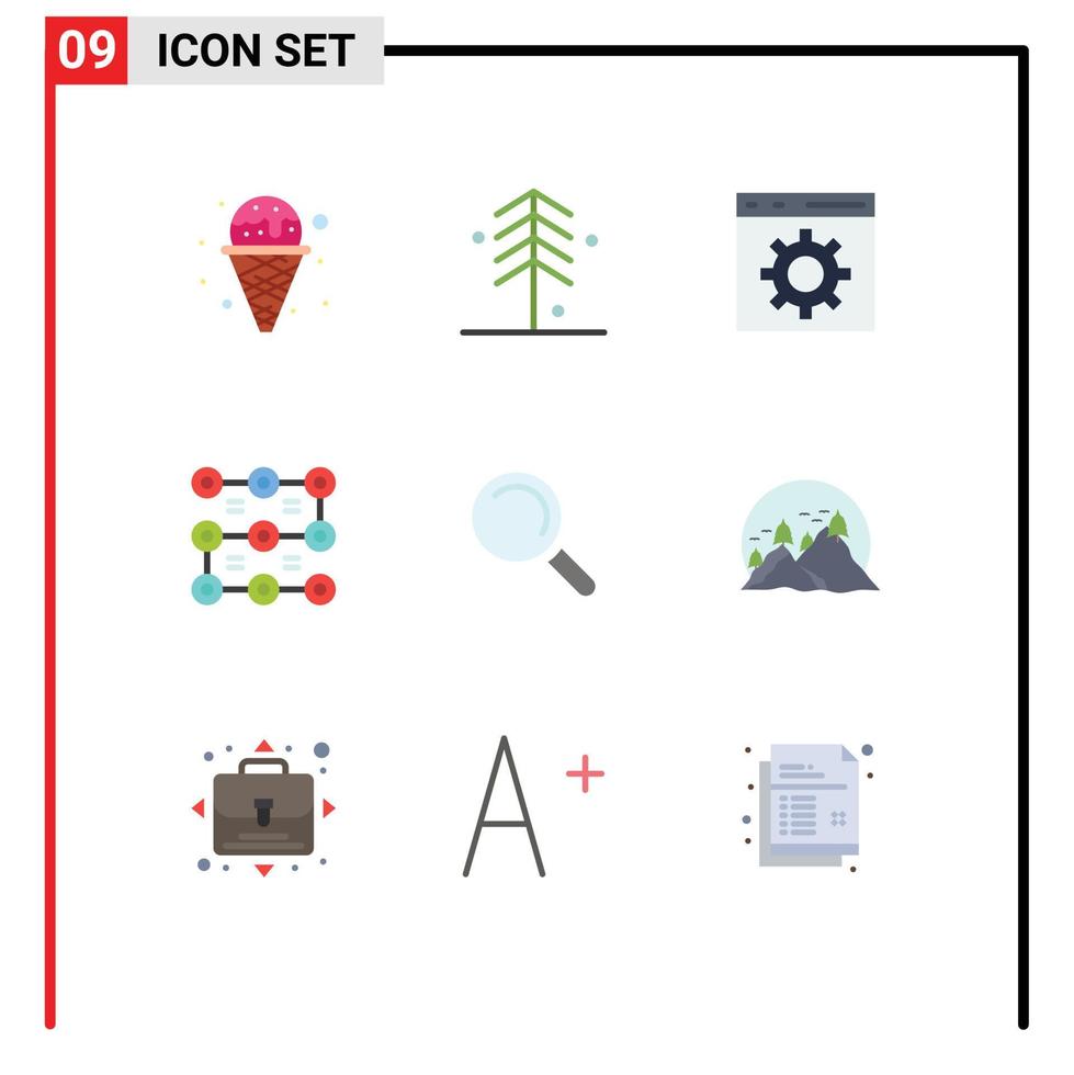 Flat Color Pack Of 9 Universal Symbols Of Search Security Coding 4976