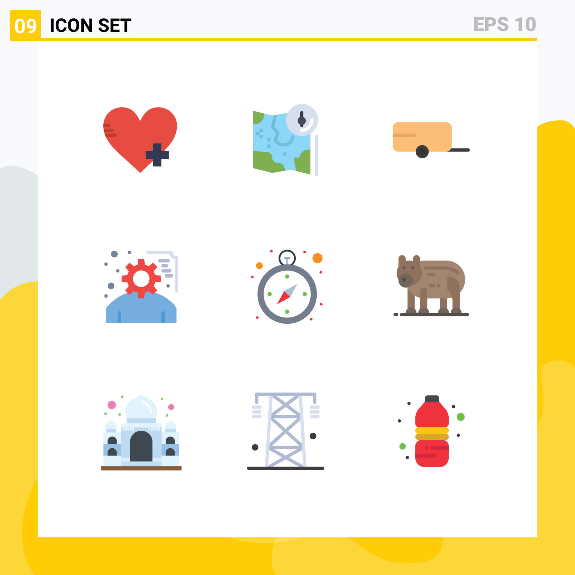 9 Thematic Vector Flat Colors And Editable Symbols Of Navigation