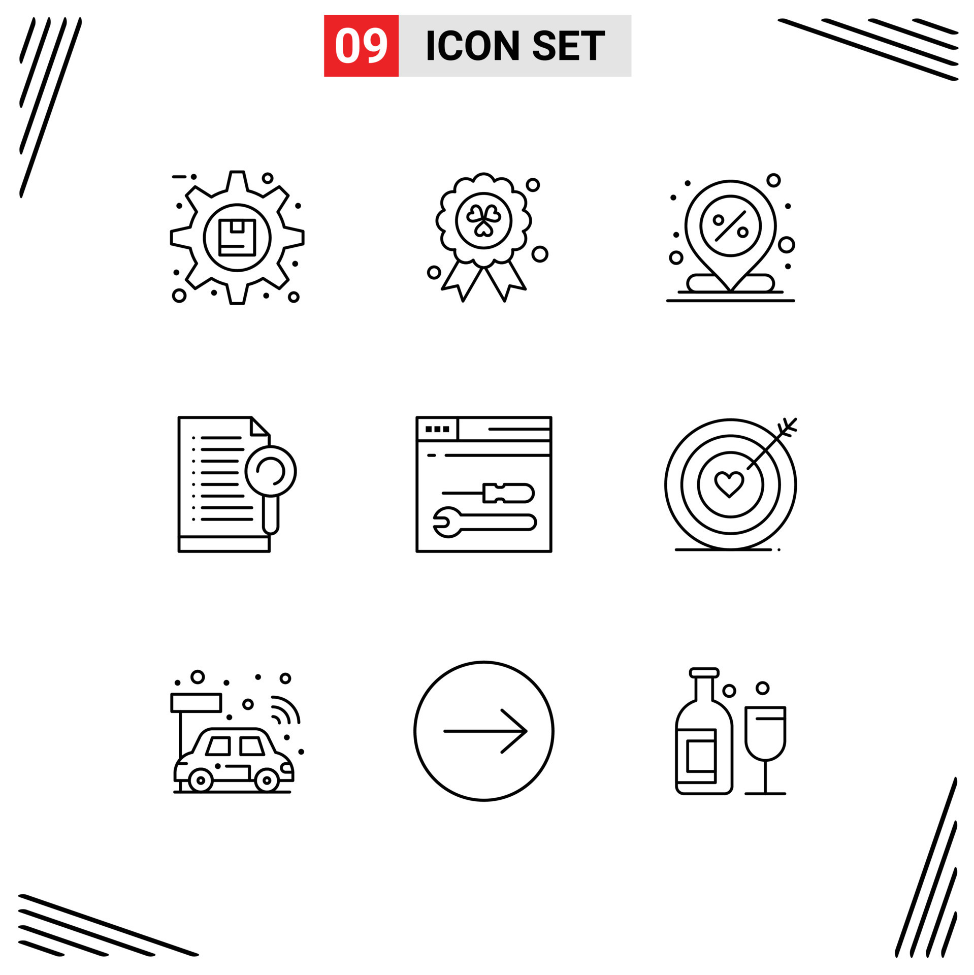 9 User Interface Outline Pack Of Modern Signs And Symbols Of Development Search Center File Pin