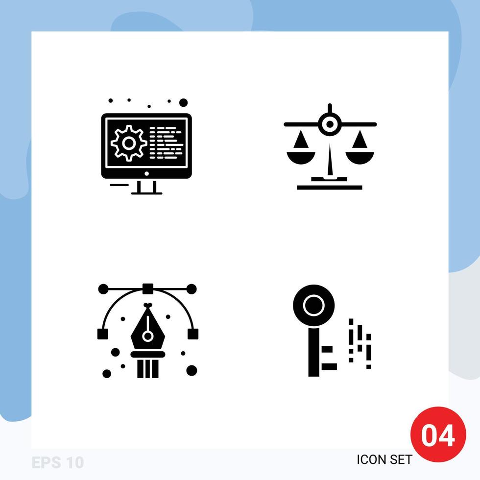 Solid Glyph Pack of Universal Symbols of coding art settings law path ...