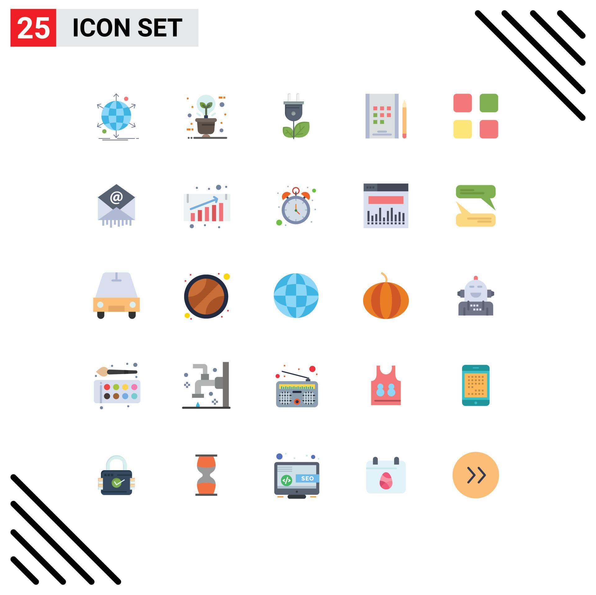 Set of 25 Modern UI Icons Symbols Signs for calc notebook illumination ...