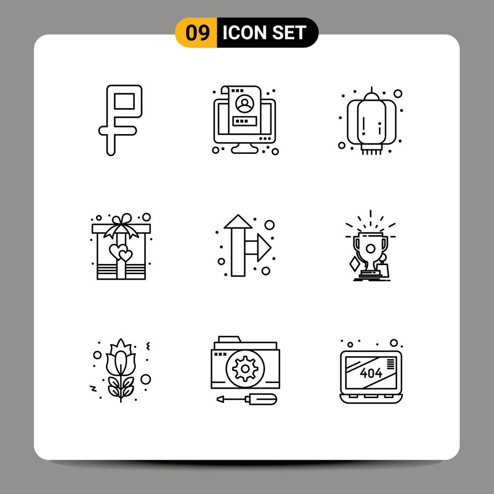 9 Universal Outlines Set For Web And Mobile Applications Pointer Heart