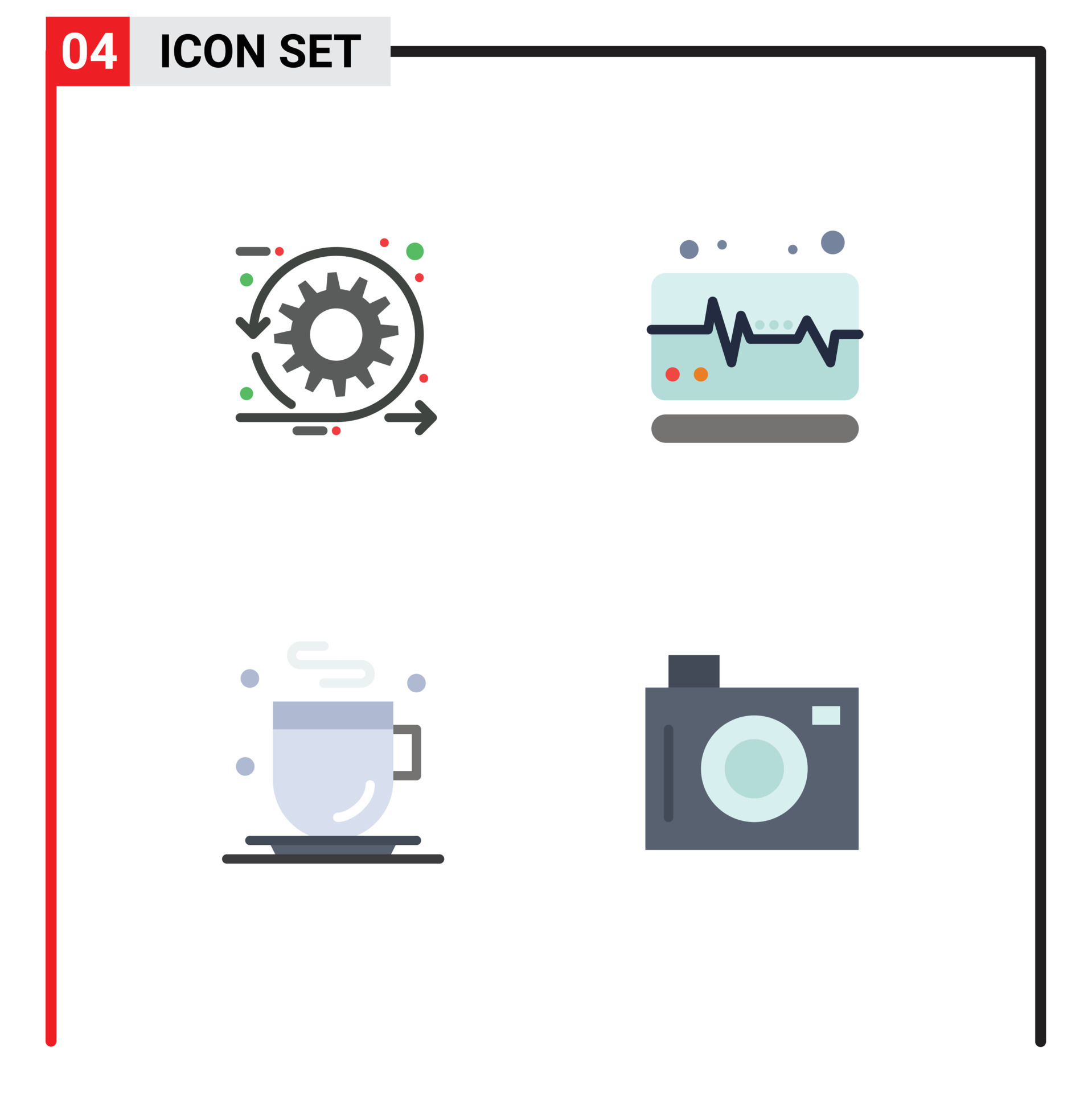 4 Thematic Vector Flat Icons And Editable Symbols Of Agile Cup Sprint Monitor Camera Editable