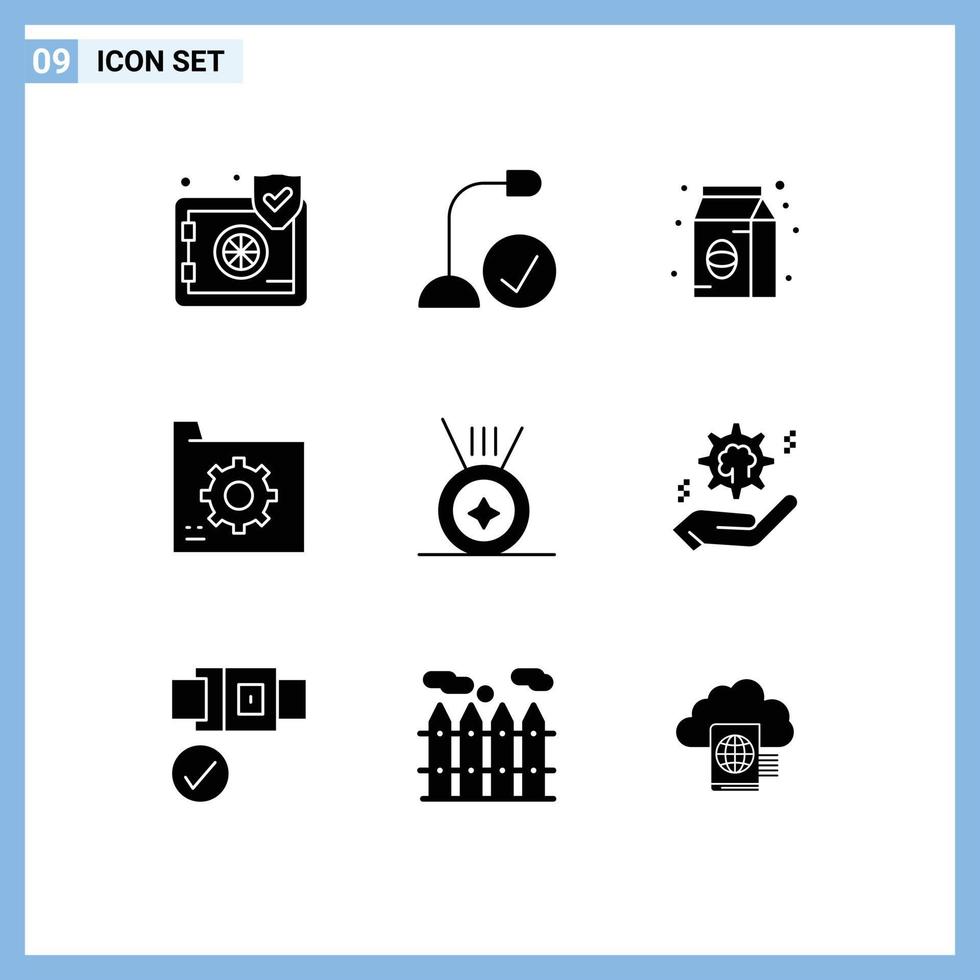 Group of 9 Solid Glyphs Signs and Symbols for file database hardware ...
