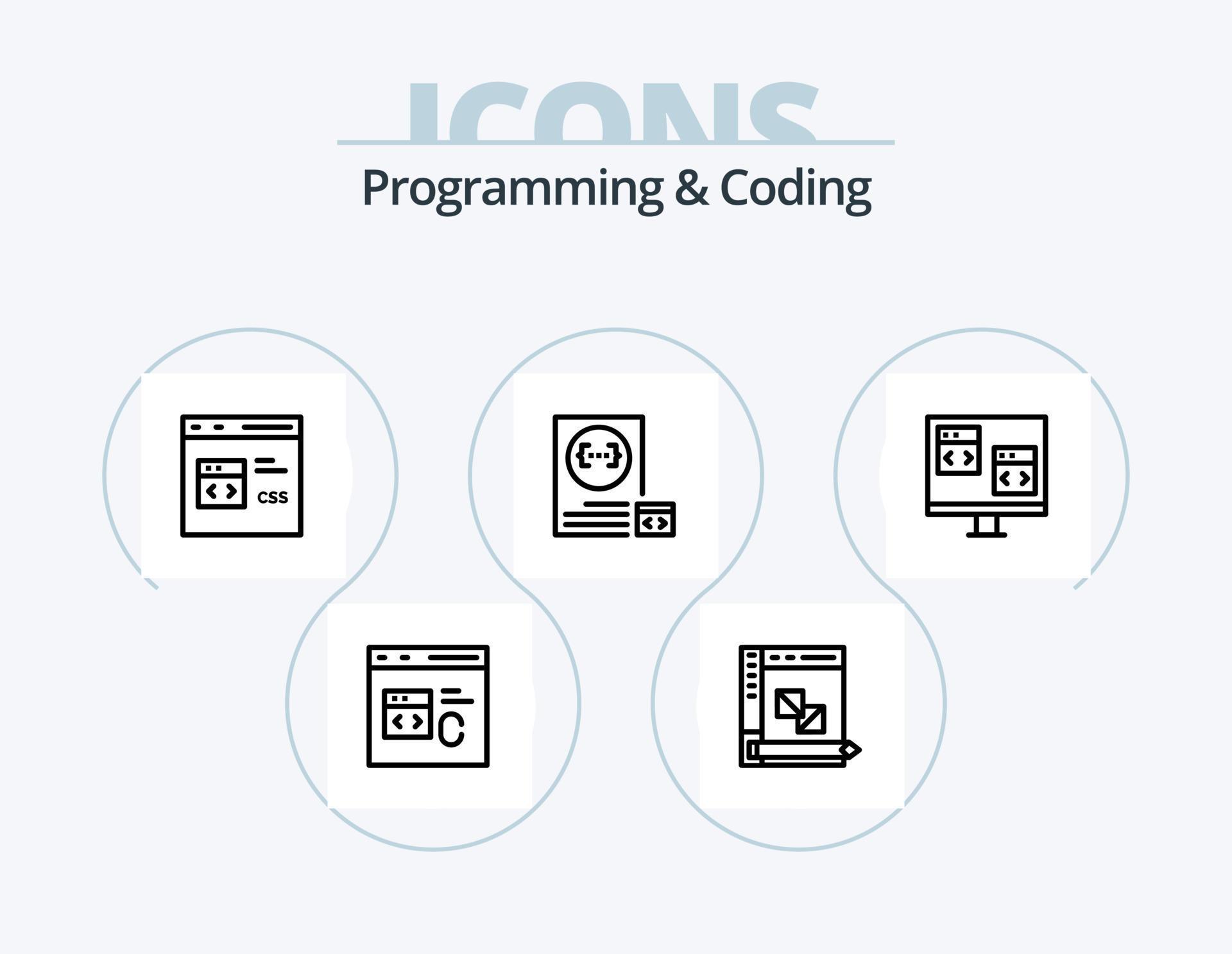 Programming And Coding Line Icon Pack 5 Icon Design Coding C Development File Develop