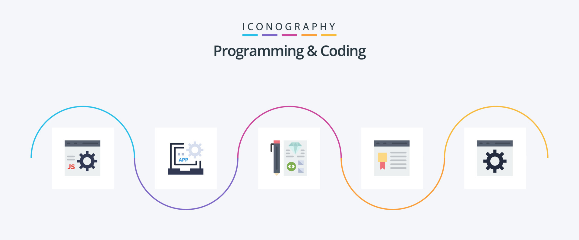 Programming And Coding Flat 5 Icon Pack Including Development Browser Development Programming