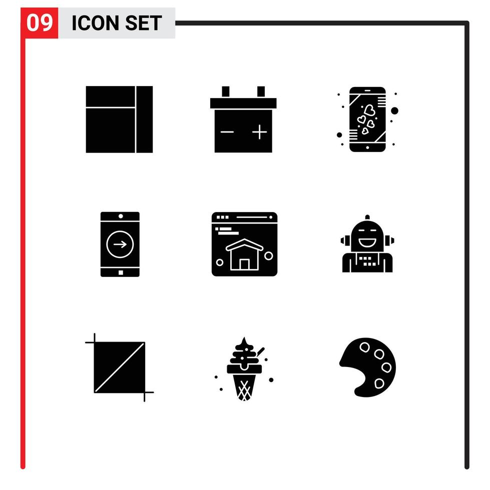 Pictogram Set of 9 Simple Solid Glyphs of emotional artificial right ...