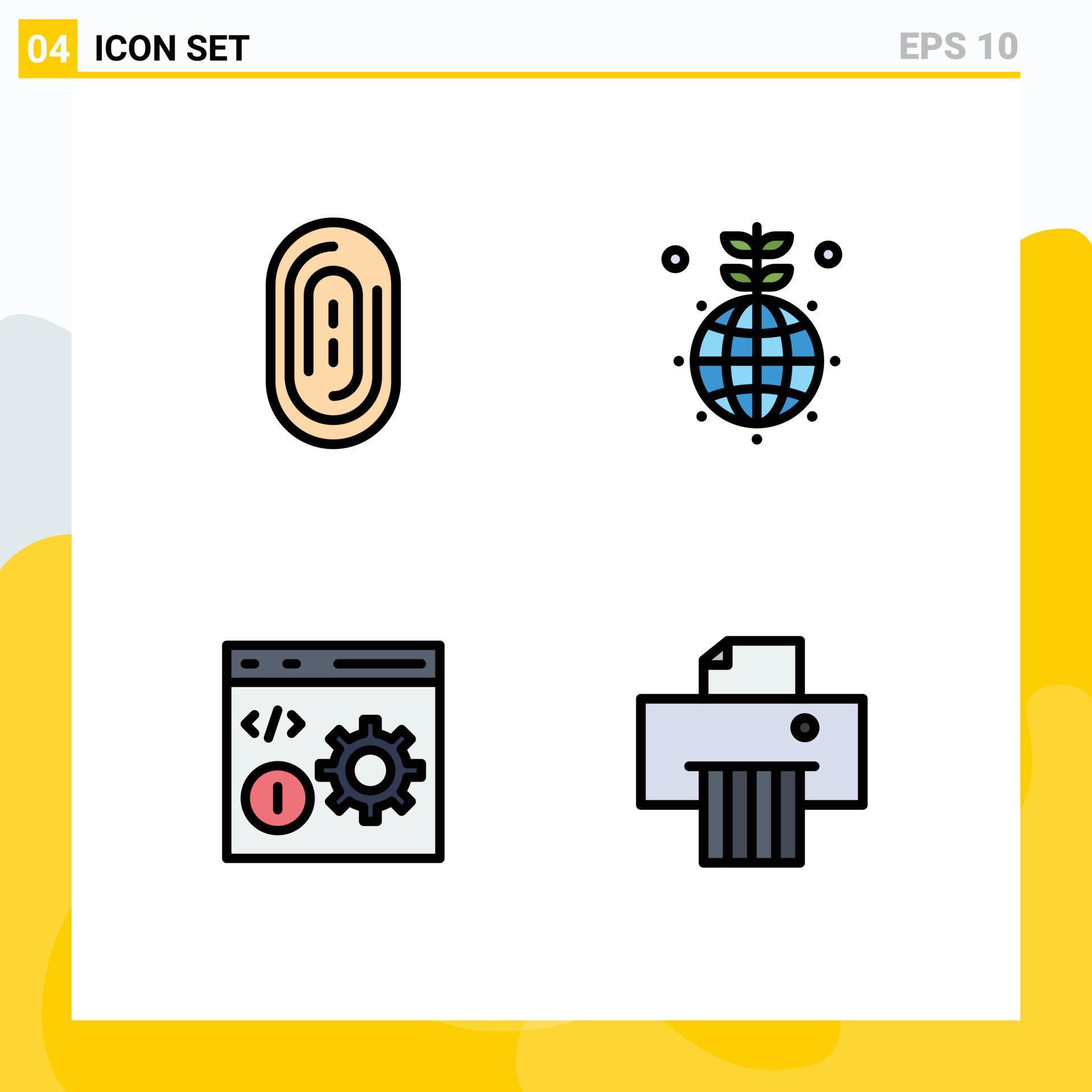 4 Creative Icons Modern Signs and Symbols of biometric develop earth ...