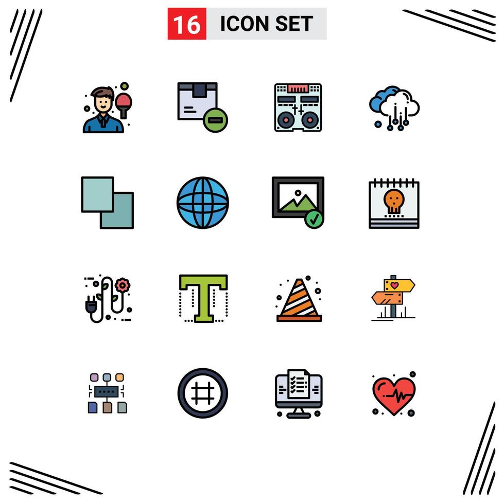 Editable Vector Line Pack of 16 Simple Flat Color Filled Lines of ...