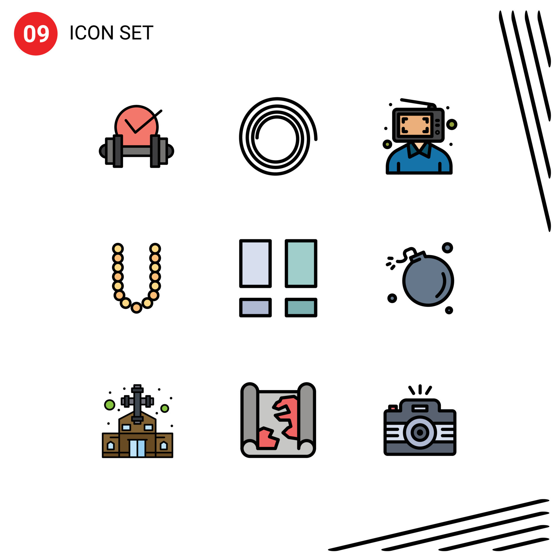 Set Of 9 Modern Ui Icons Symbols Signs For Layout Collage Digital