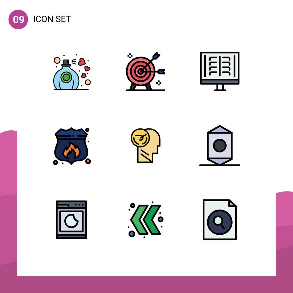 Filledline Flat Color Pack Of 9 Universal Symbols Of Fire Protection filledline-flat-color-pack-of-9-universal-symbols-of-fire-protection