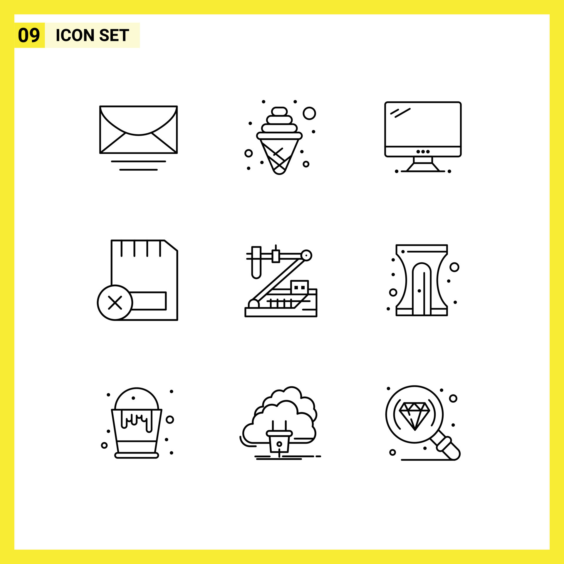 Set Of 9 Modern Ui Icons Symbols Signs For Removed Devices Computer Computers Pc Editable Vector