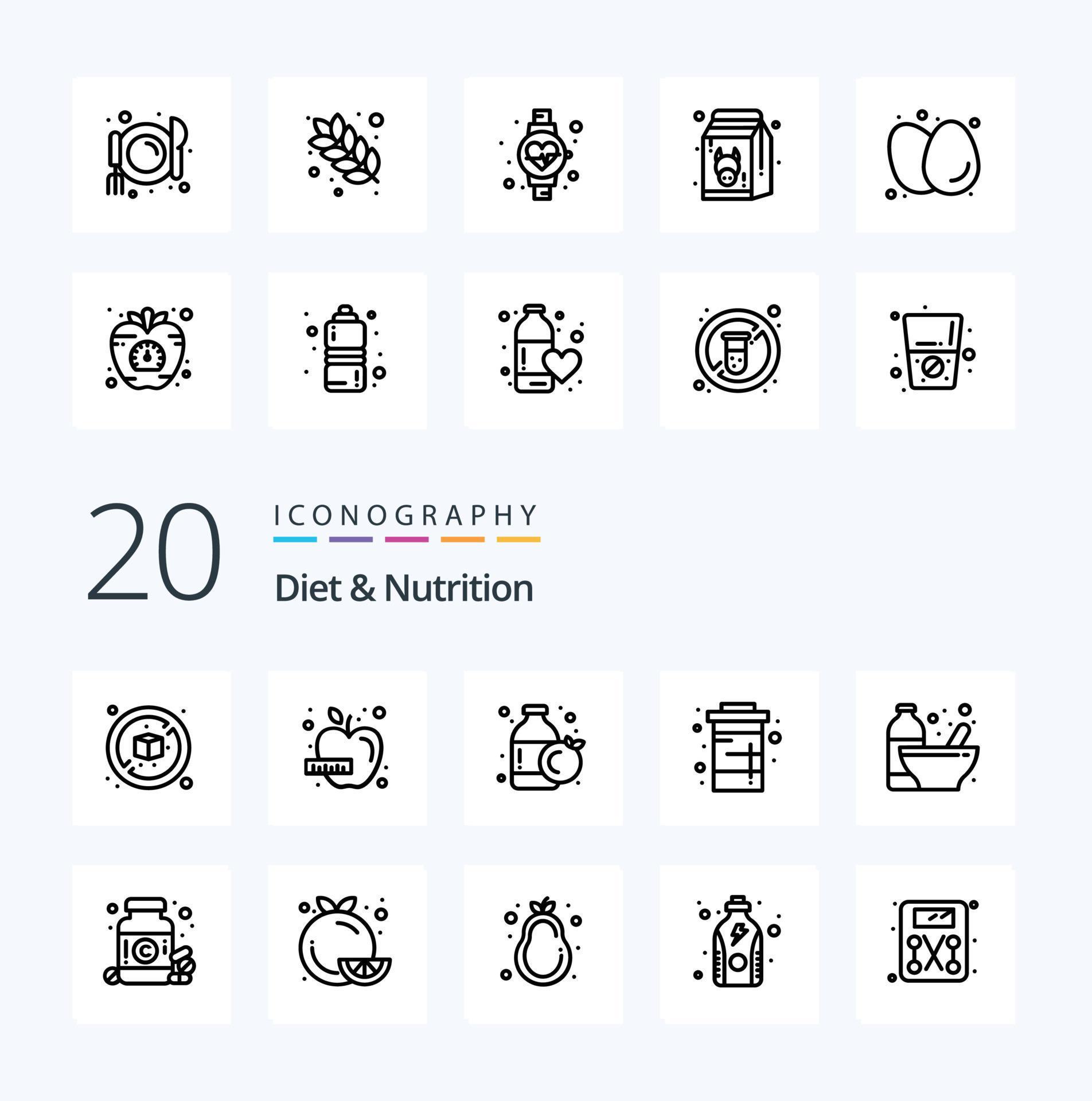20 Diet And Nutrition Line icon Pack like diet bodybuilding orange ...