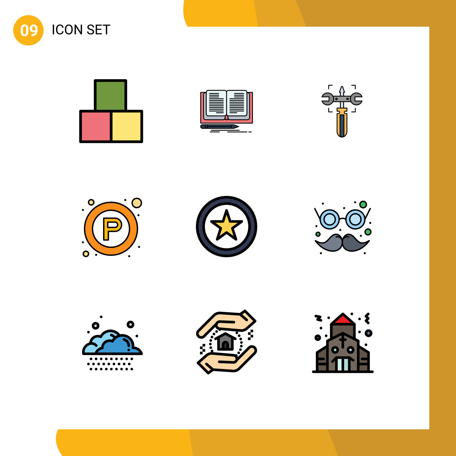 9 User Interface Filledline Flat Color Pack Of Modern Signs And Symbols Of Interface Place