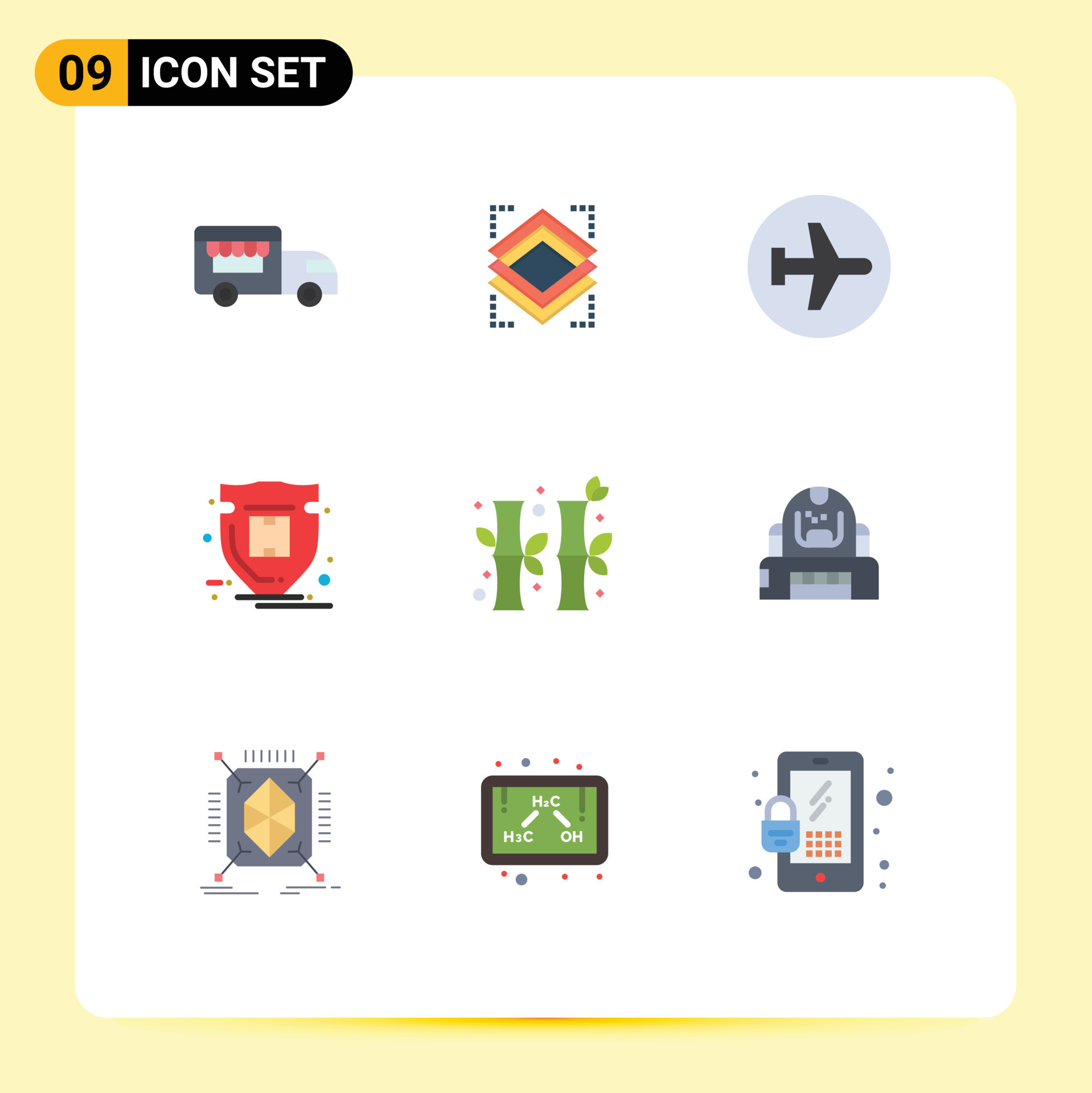 Conjunto De 9 9 Vector Plano Colores En Cuadrícula Para China Paquete O