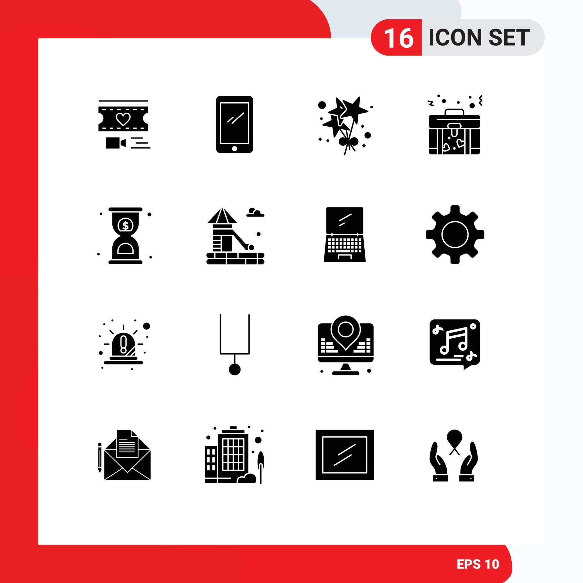 16 Universal Solid Glyphs Set for Web and Mobile Applications timer ...