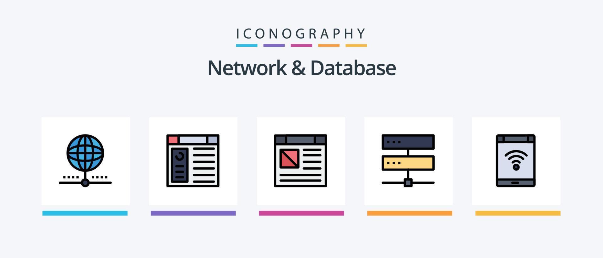 Network And Database Line Filled 5 Icon Pack Including data. bluetooth ...