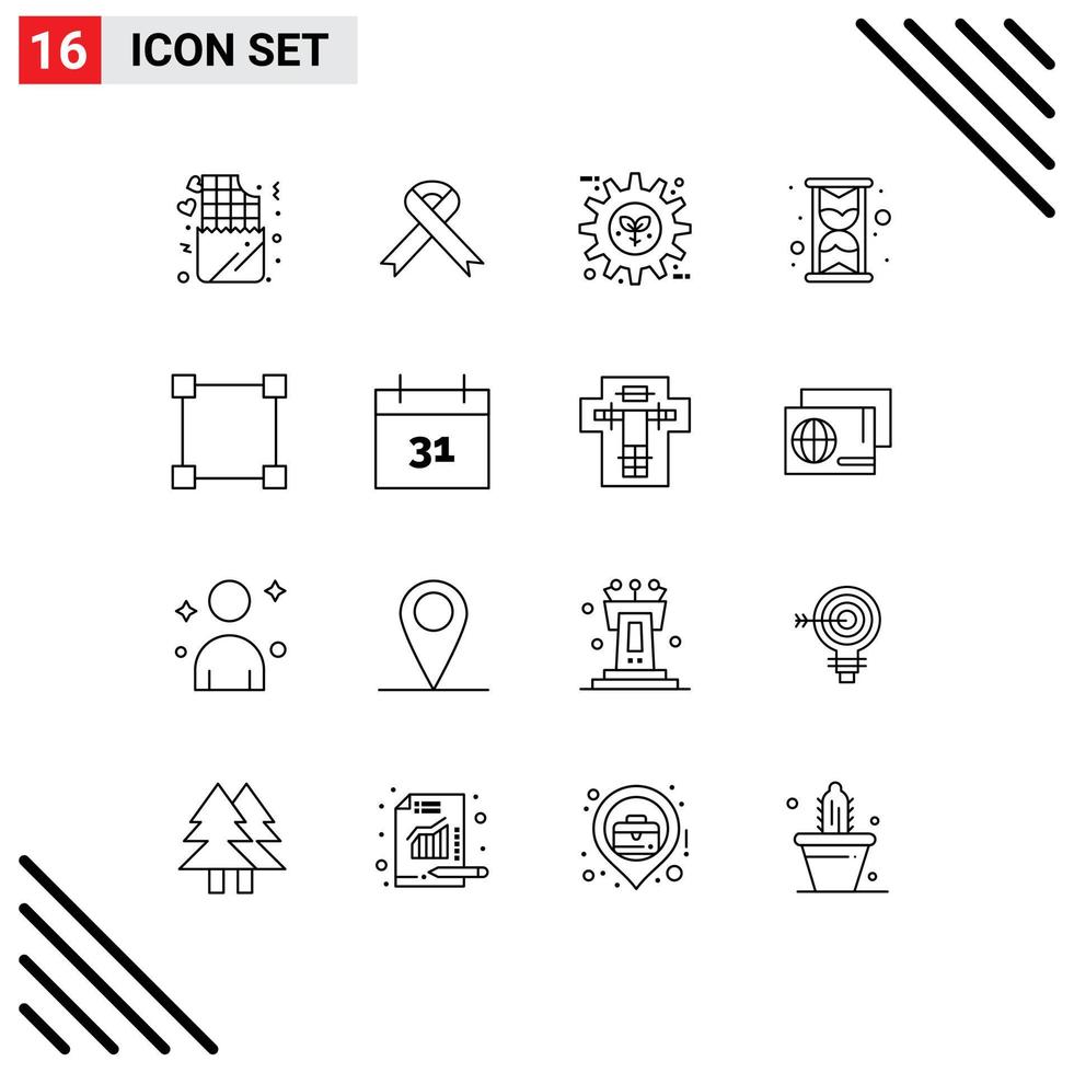 User Interface Pack Of 16 Basic Outlines Of Points Watch Eco Hour Setting Editable Vector Design