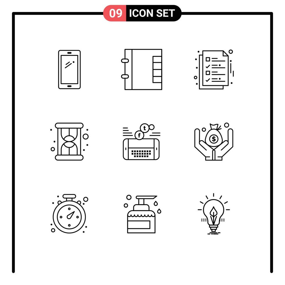 9 Universal Outlines Set For Web And Mobile Applications Game Productivity Delivery Loading Page