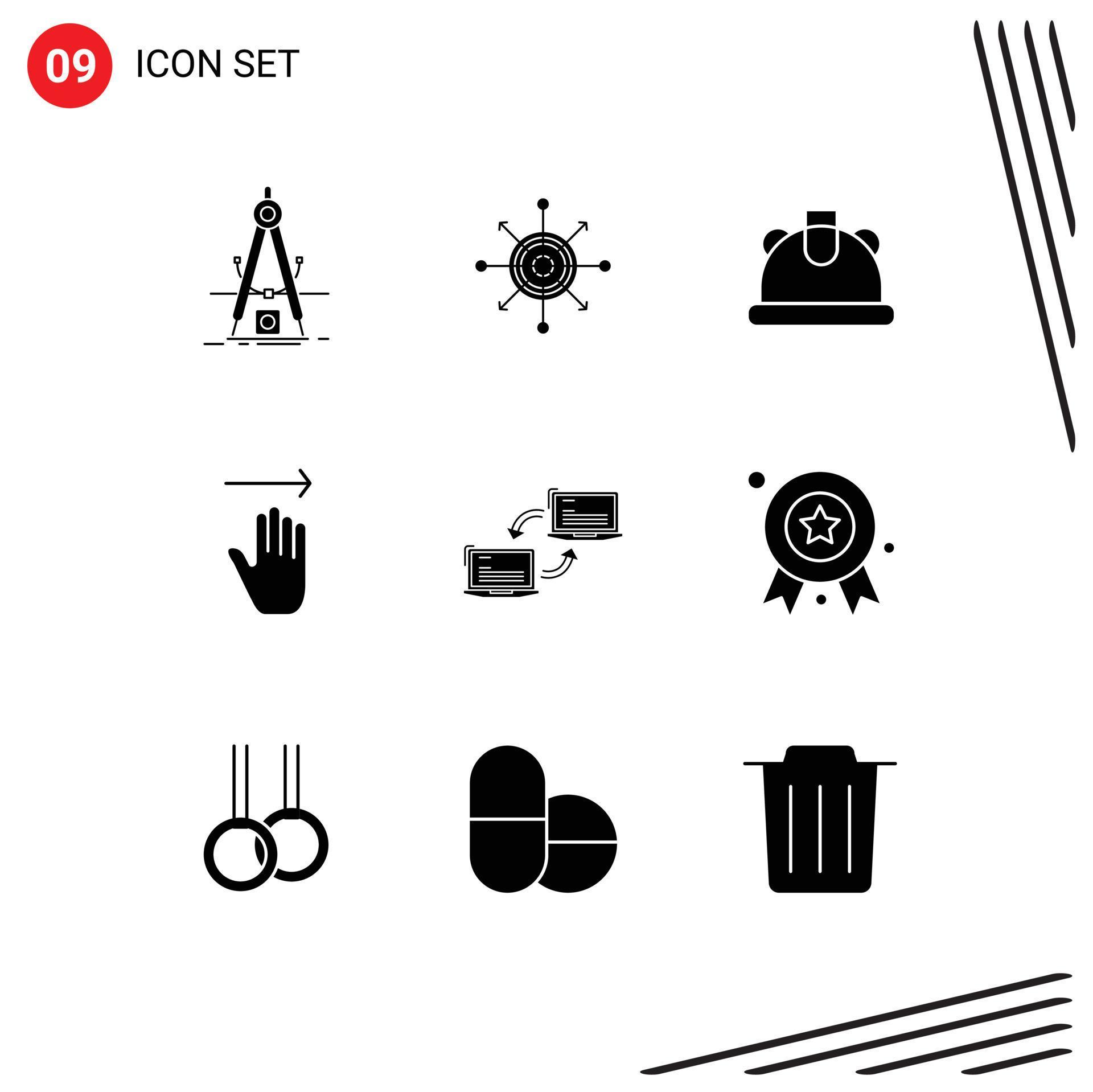 User Interface Pack Of 9 Basic Solid Glyphs Of Computer Gestures Arrow Arrow Helmet Editable