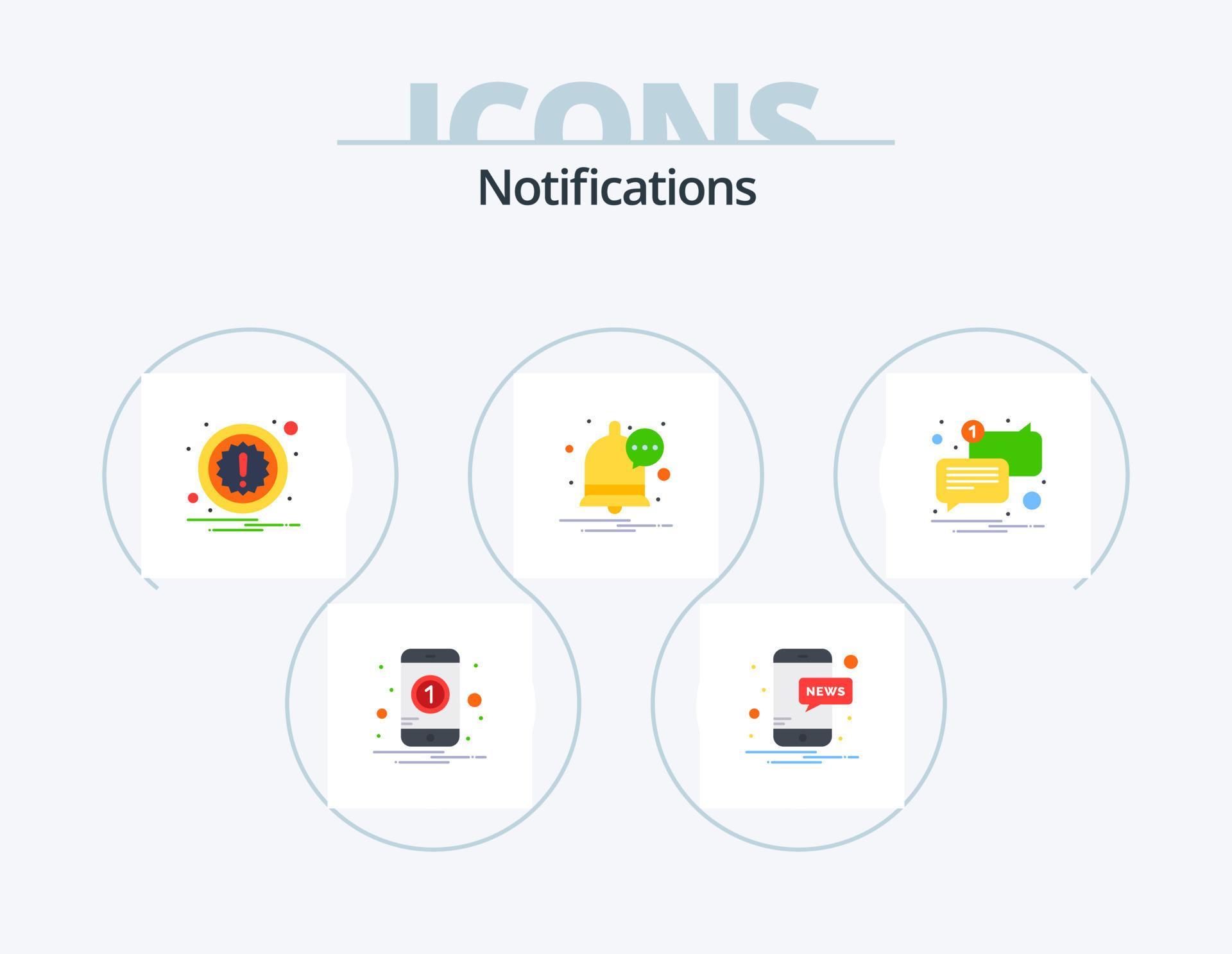 Notifications Flat Icon Pack 5 Icon Design Message Attention Mail Notification 19707470