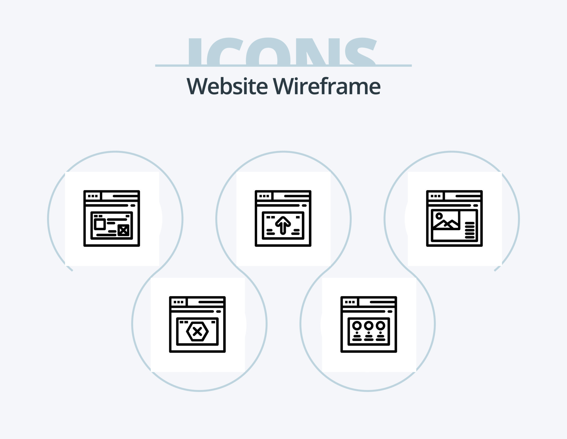 Website Wireframe Line Icon Pack 5 Icon Design. web. internet. website ...