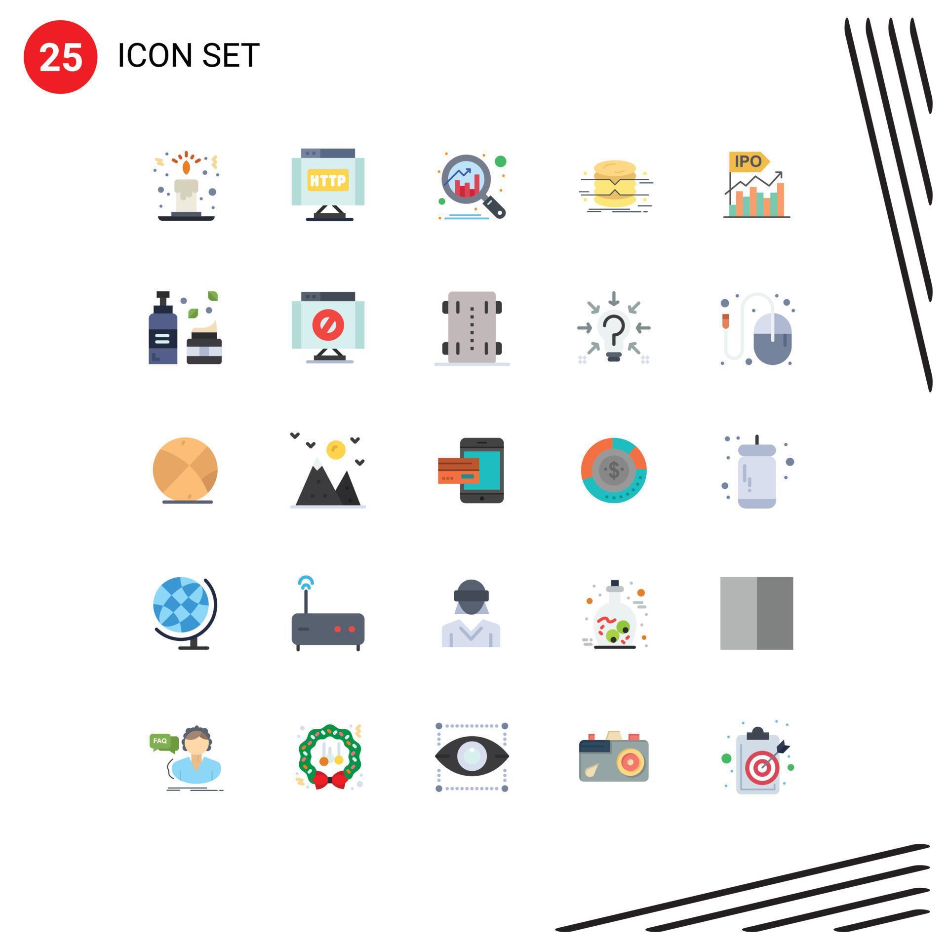 Set of 25 Vector Flat Colors on Grid for initial ipo chart monitoring ...