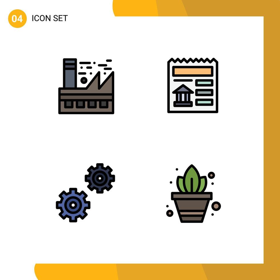 4 Universal Filledline Flat Colors Set For Web And Mobile Applications Earth Controls Energy
