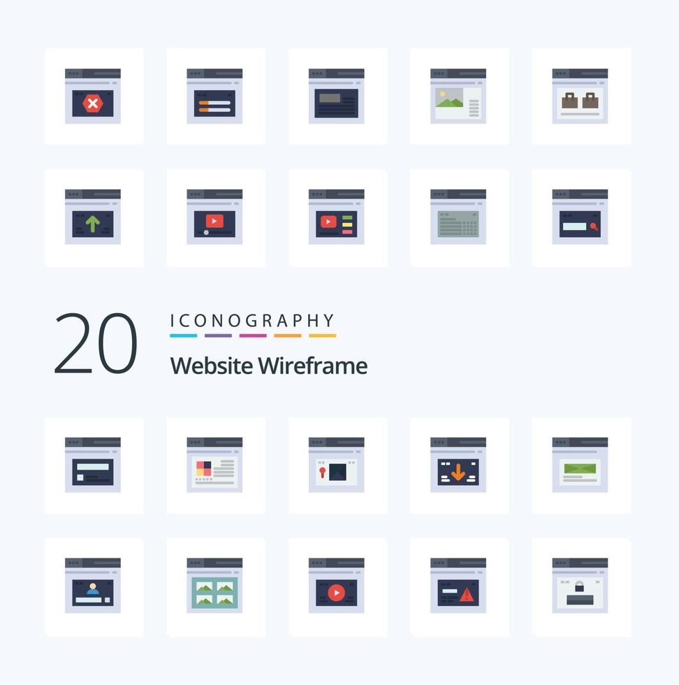 20 Website Wireframe Flat Color icon Pack like website page website internet website 19708784 ...