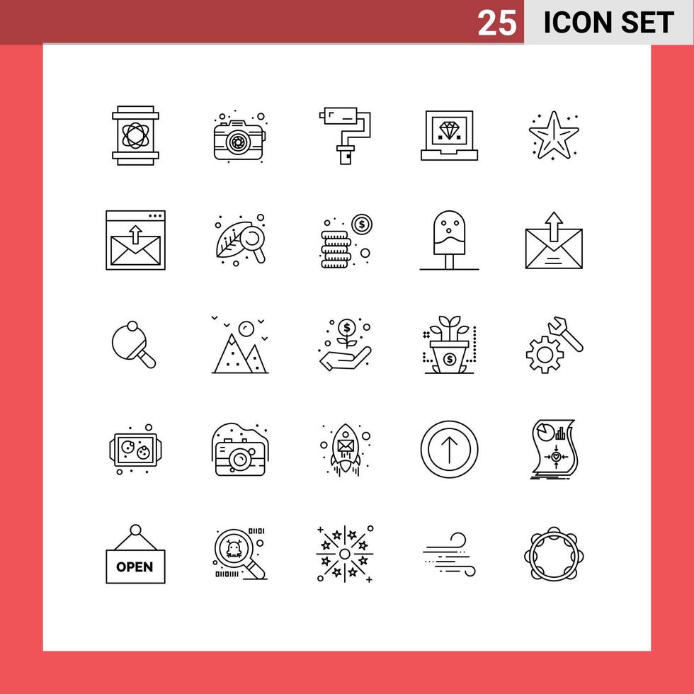 Stock Vector Icon Pack of 25 Line Signs and Symbols for ocean programming paint roller ...