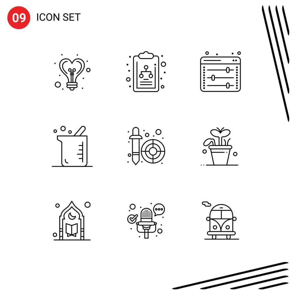 9 Universal Outlines Set For Web And Mobile Applications Picker Color