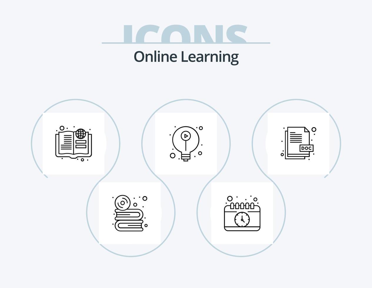 Online Learning Line Icon Pack 5 Icon Design. book. notes. pencil ...