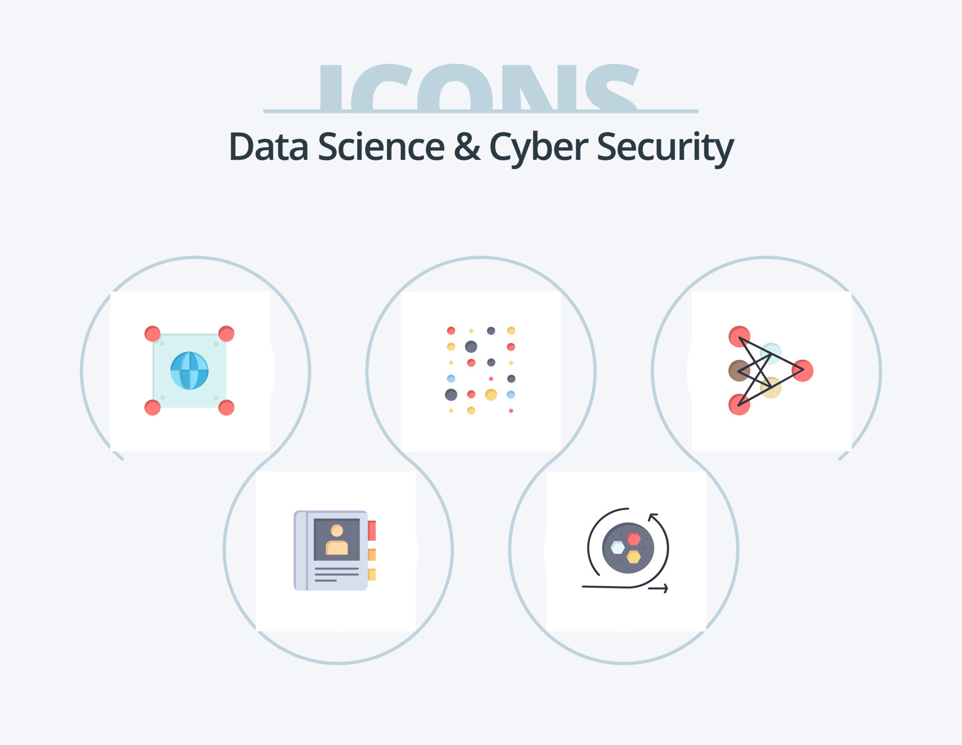 Data Science And Cyber Security Flat Icon Pack 5 Icon Design. deep ...