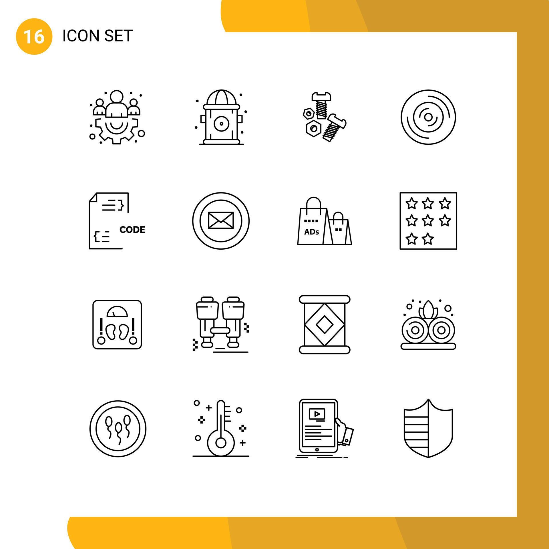 Set of 16 Vector Outlines on Grid for development coding screw code vinyl Editable Vector Design ...