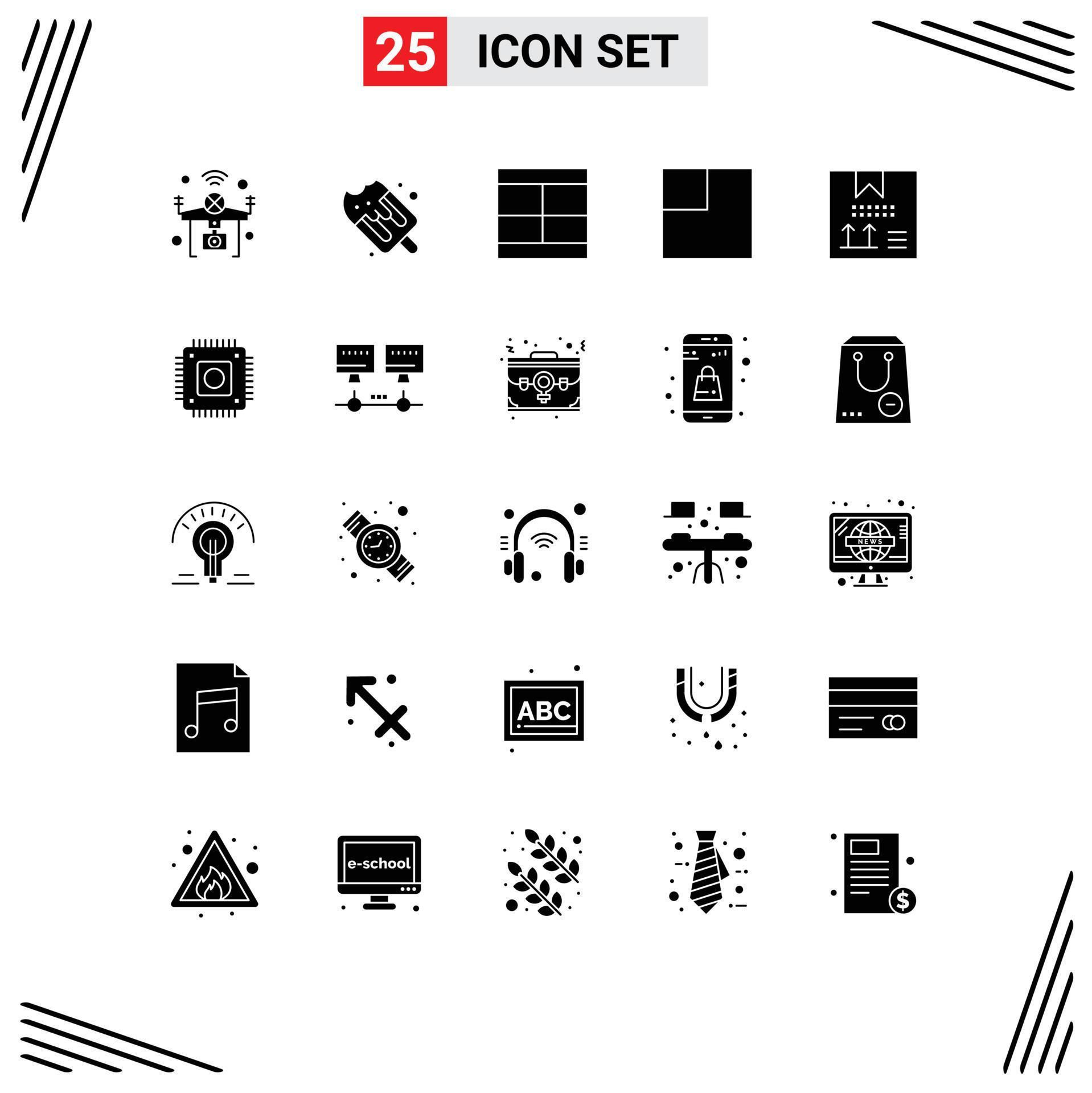 Set of 25 Commercial Solid Glyphs pack for design box create scale ...