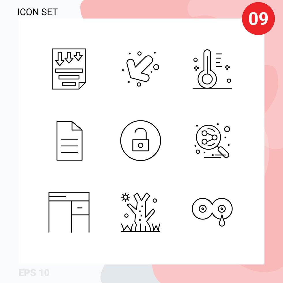 Mobile Interface Outline Set Of 9 Pictograms Of Media Interface Cloudy User File Editable Vector