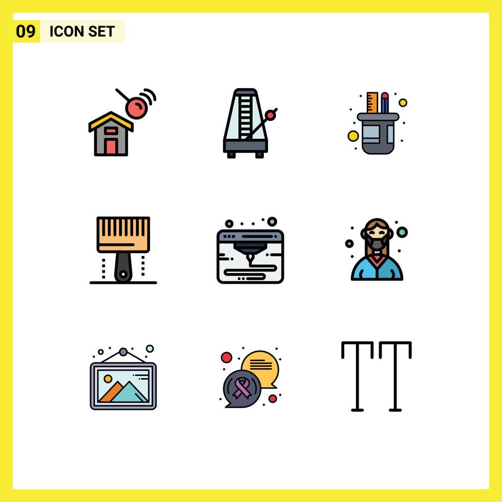 Stock Vector Icon Pack of 9 Line Signs and Symbols for programing ...