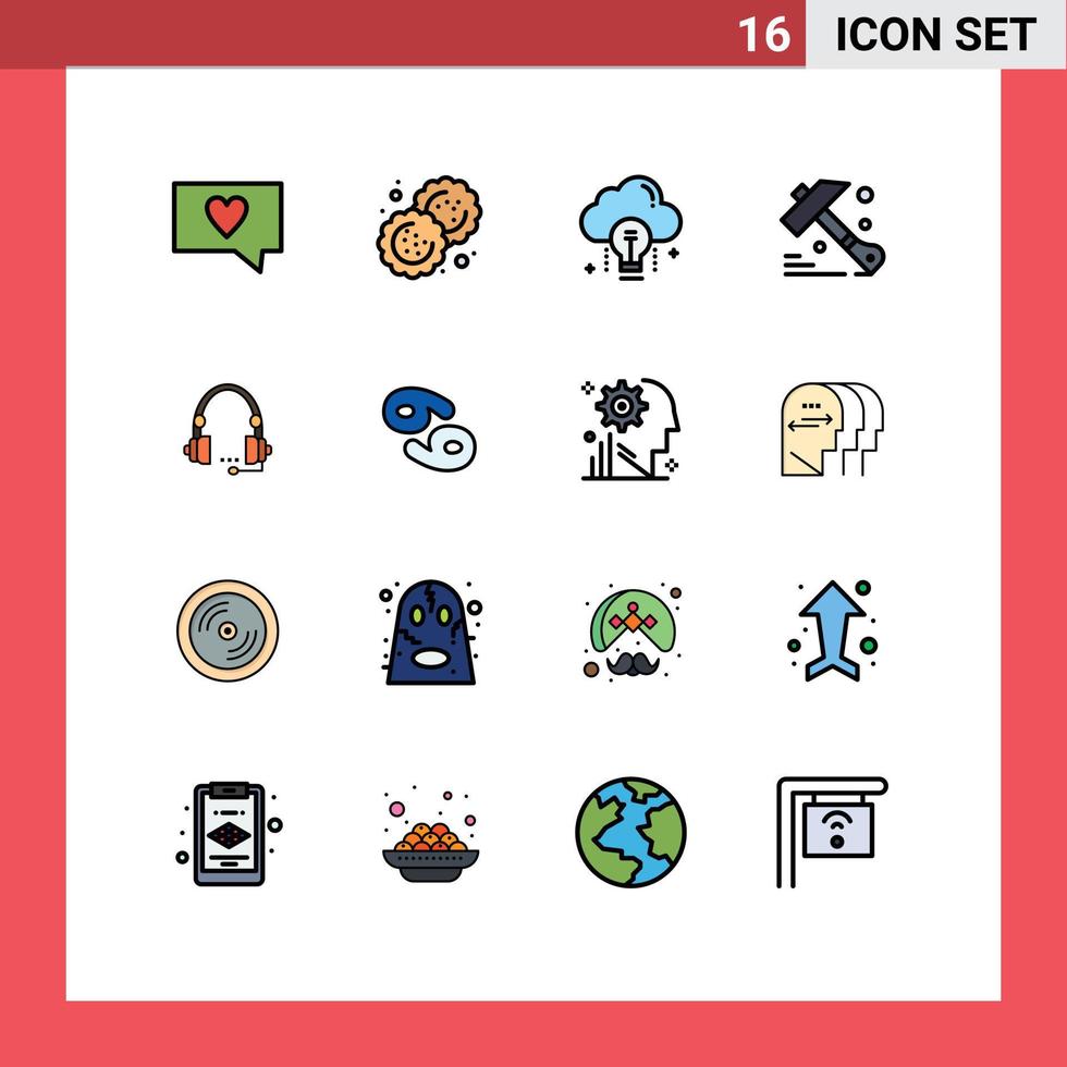 16 Thematic Vector Flat Color Filled Lines And Editable Symbols Of Communication Support Idea