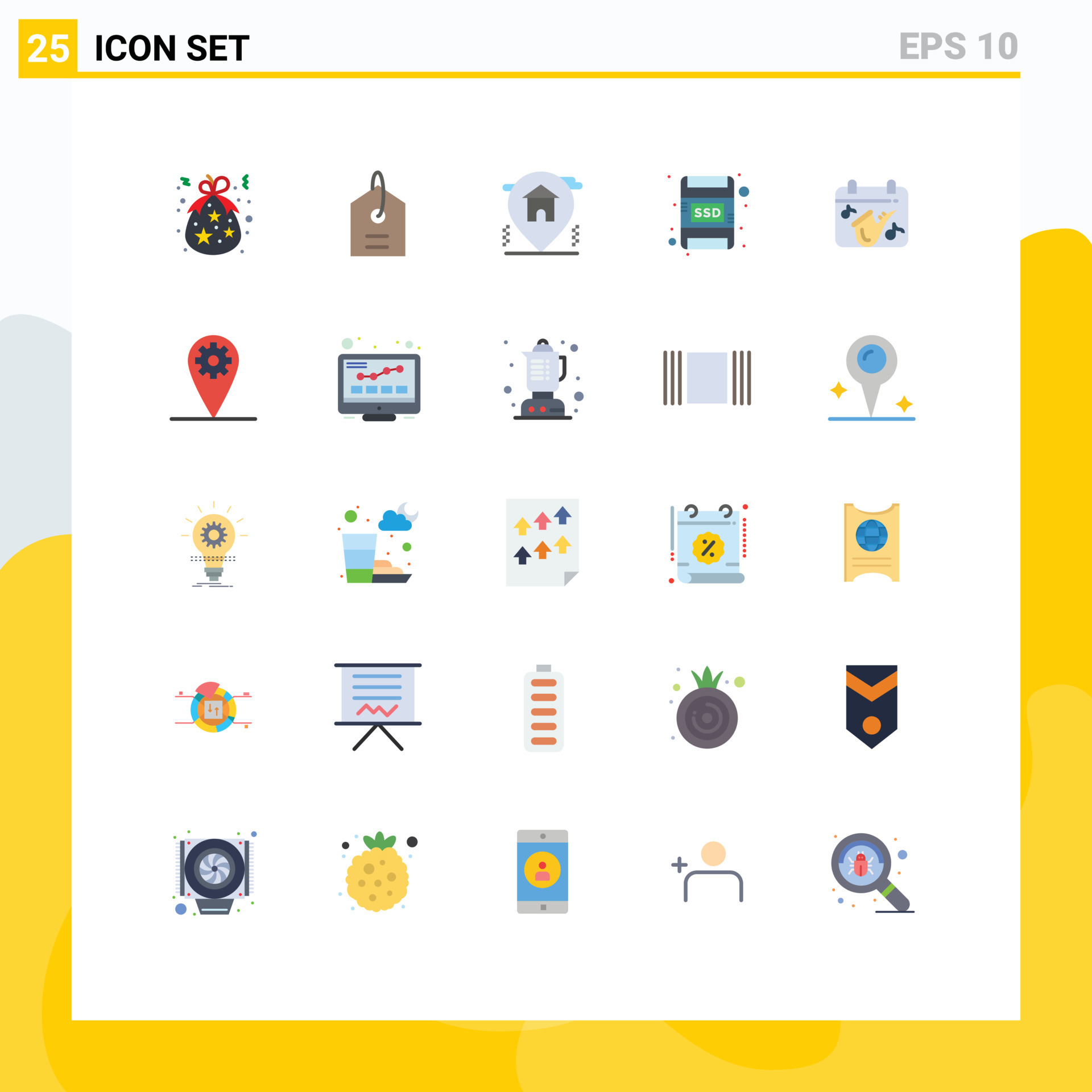 25 Universal Flat Colors Set For Web And Mobile Applications Play Calendar Location Ssd Card