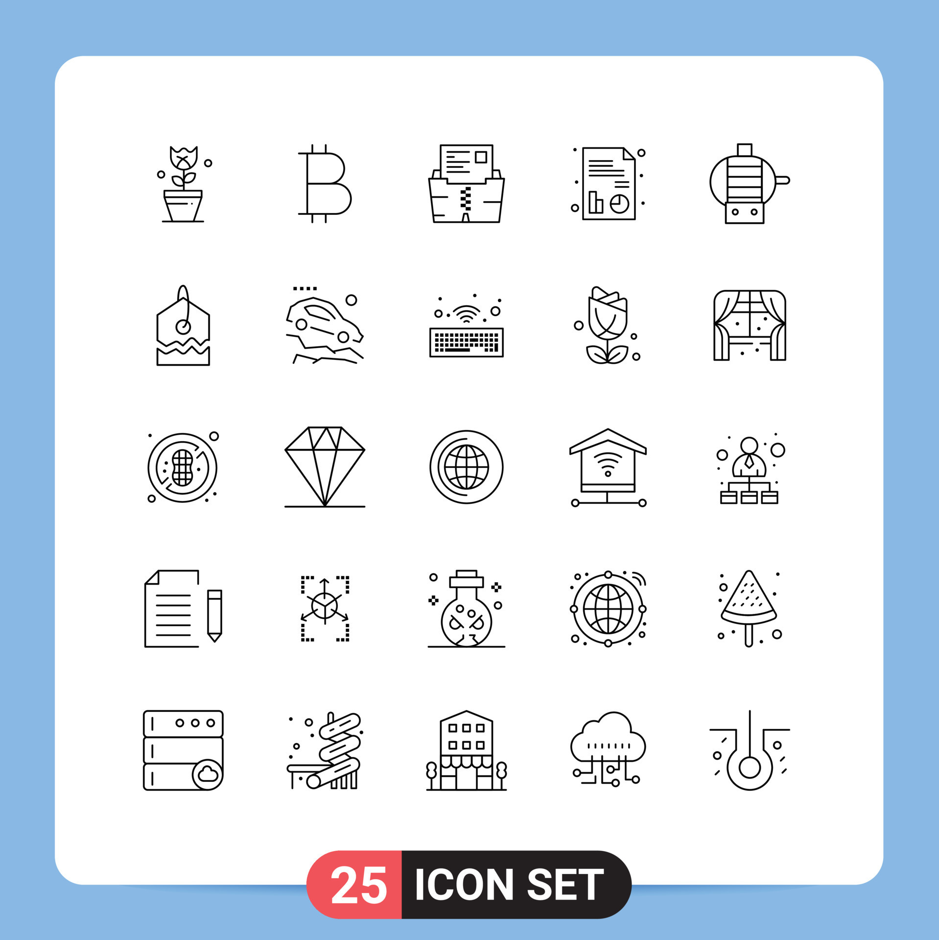 Set Of 25 Modern Ui Icons Symbols Signs For Label Electric Data Chart Medical Editable Vector