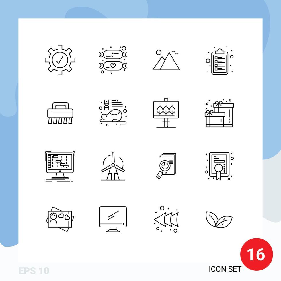 16 User Interface Outline Pack of modern Signs and Symbols of set brush ...