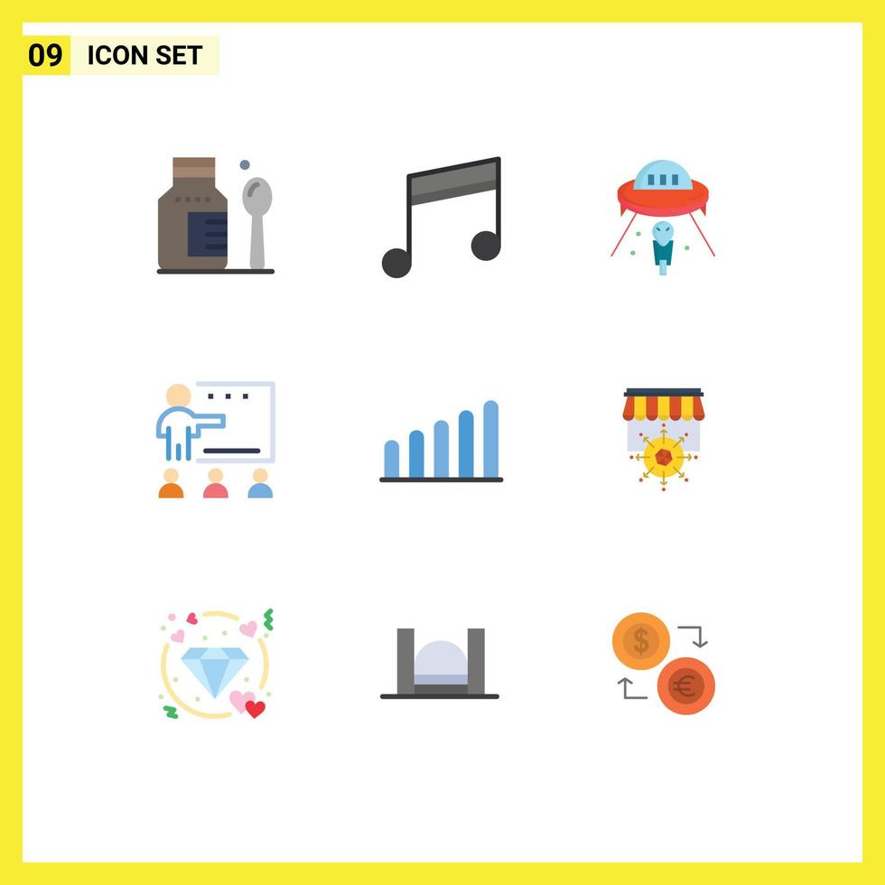 9 User Interface Flat Color Pack Of Modern Signs And Symbols Of Connection School Space People